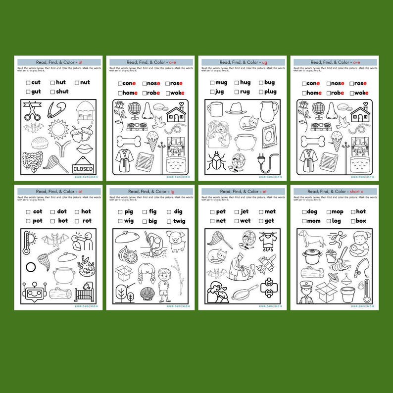 Read, Find and Color Printable Worksheet for Kids | Phonics - Etsy
