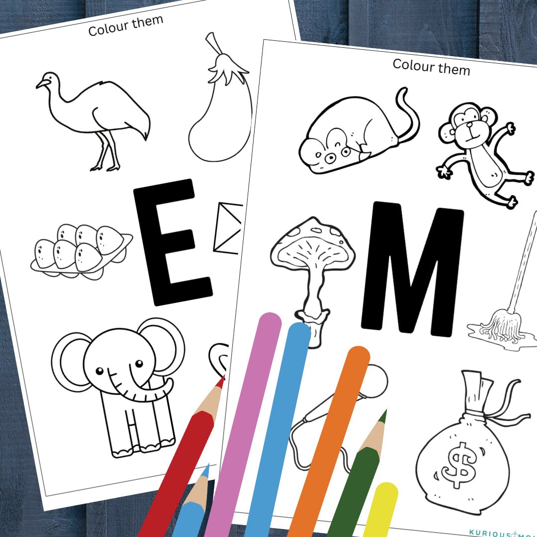 Printable Alphabet Object Colouring Activity Worksheet for Preschool ...