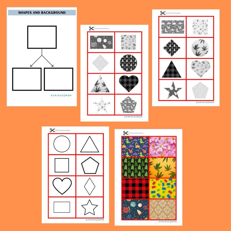Shapes and Background Printable Worksheet for Kids - Etsy