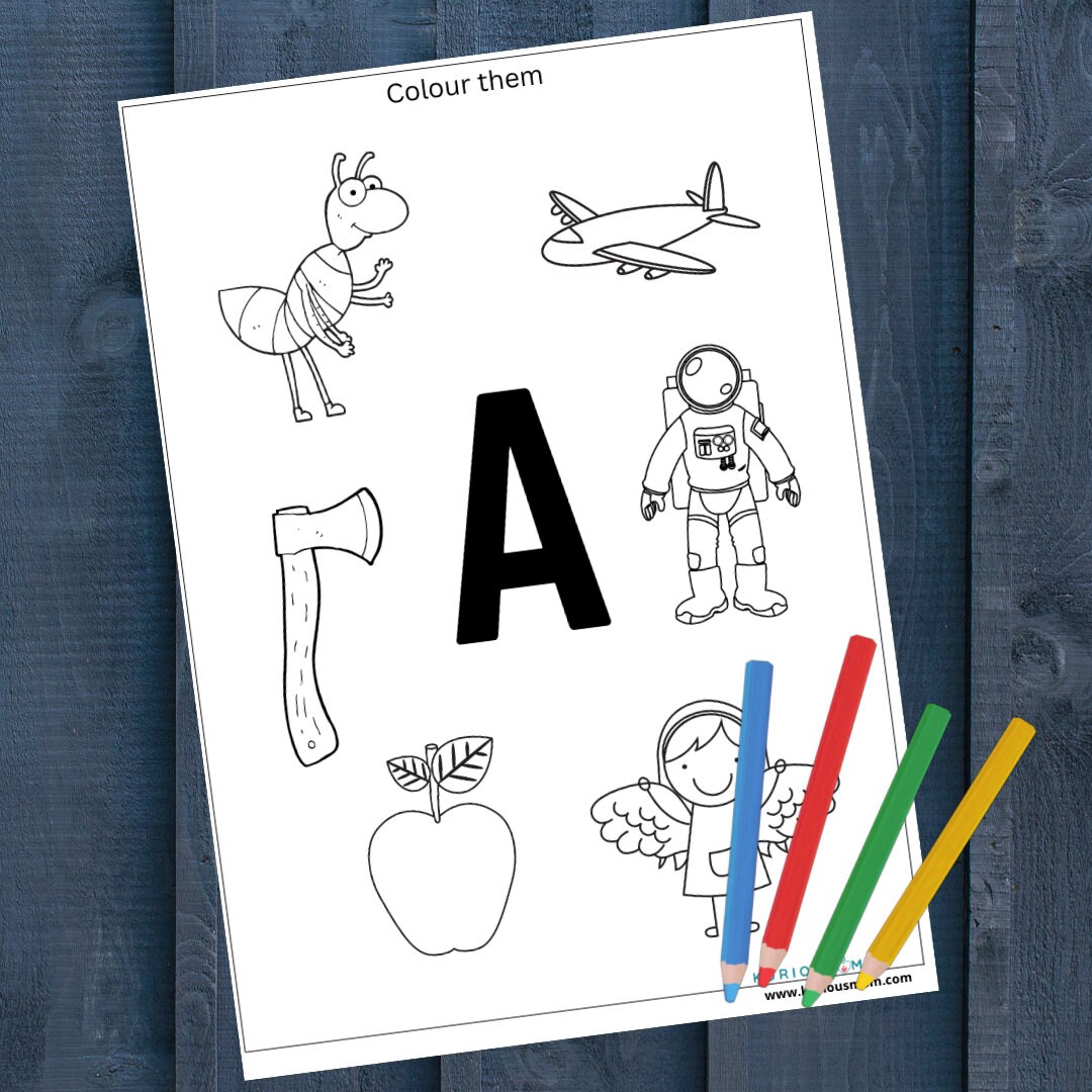 Printable Alphabet Object Colouring Activity Worksheet for Preschool ...