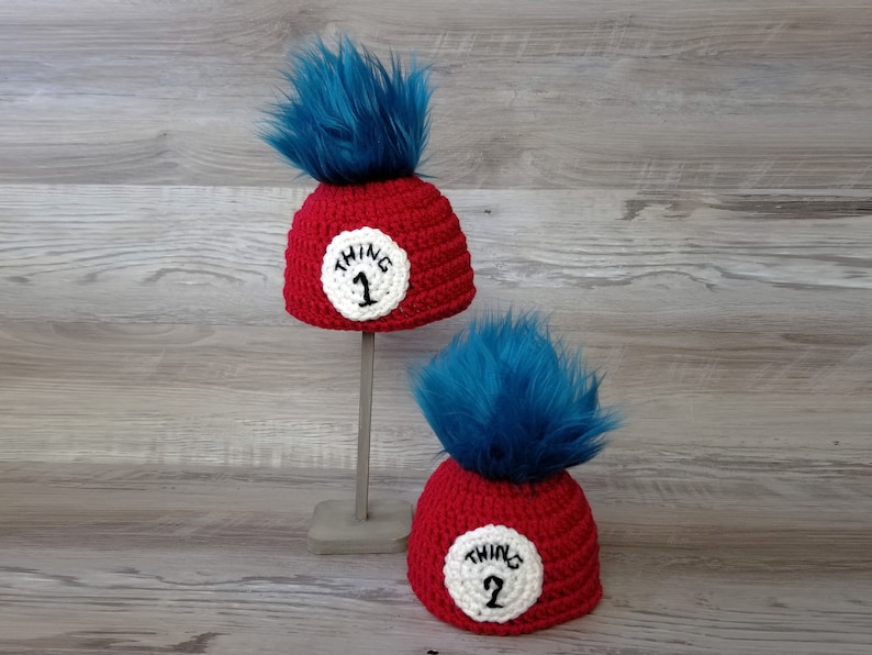 Thing 1 and Thing 2 Inspired Crochet Hat, for Kids & Adults - Etsy