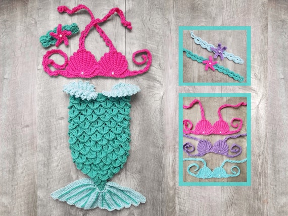 MERMAID BABY OUTFIT Mermaid Tail Shell Top and Headband | Etsy