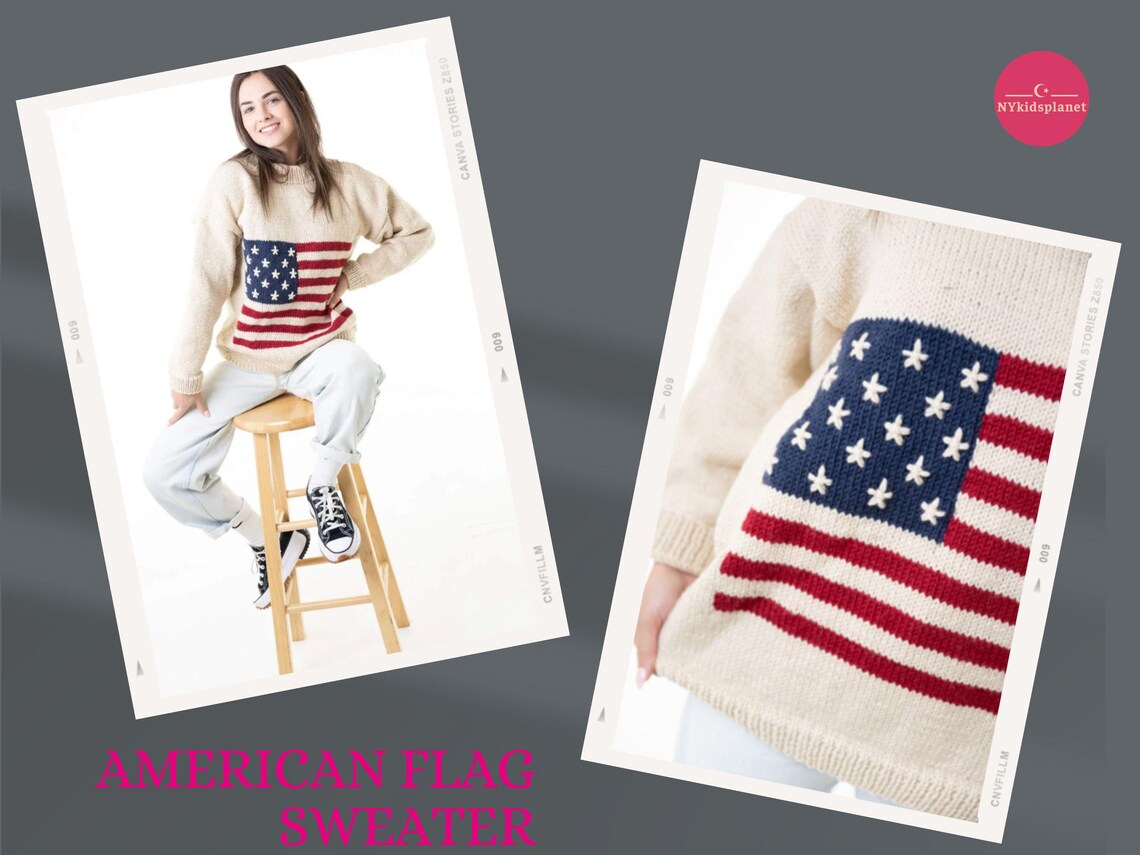 US Flag Sweater Easy Skill Level American Flag Knitt Sweater Knitting ...
