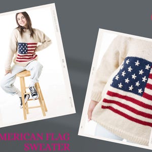 US Flag Sweater Easy Skill Level American Flag Knitt Sweater Knitting ...
