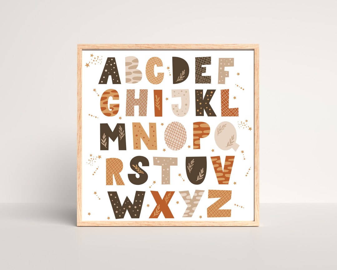 Boho Alphabet Nursery 3 Set of Colors 8X8 Printable Wall Art Decor - Etsy
