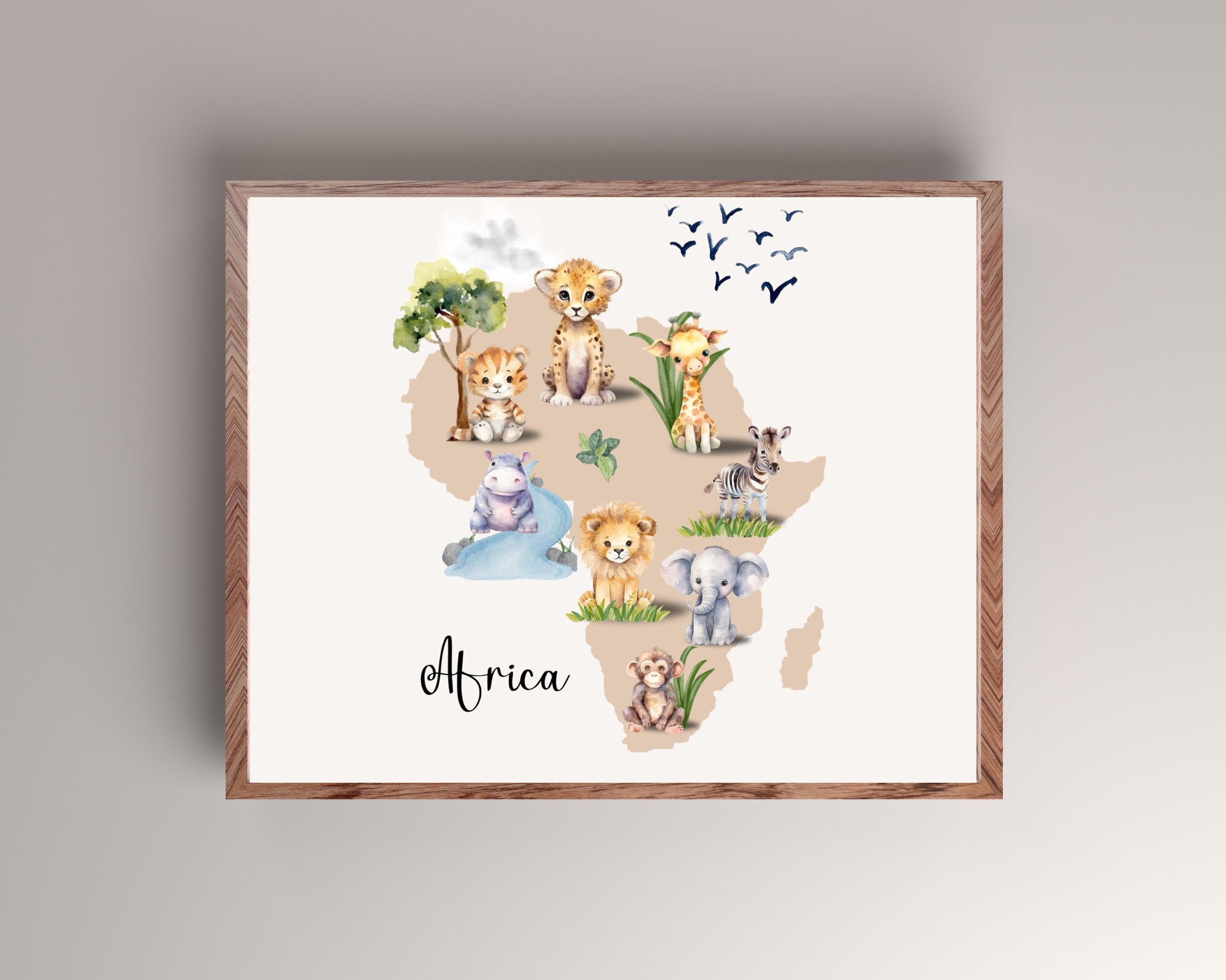 Serengeti Animal Map Print, Safari Nursery Decor (digital Download) - Etsy