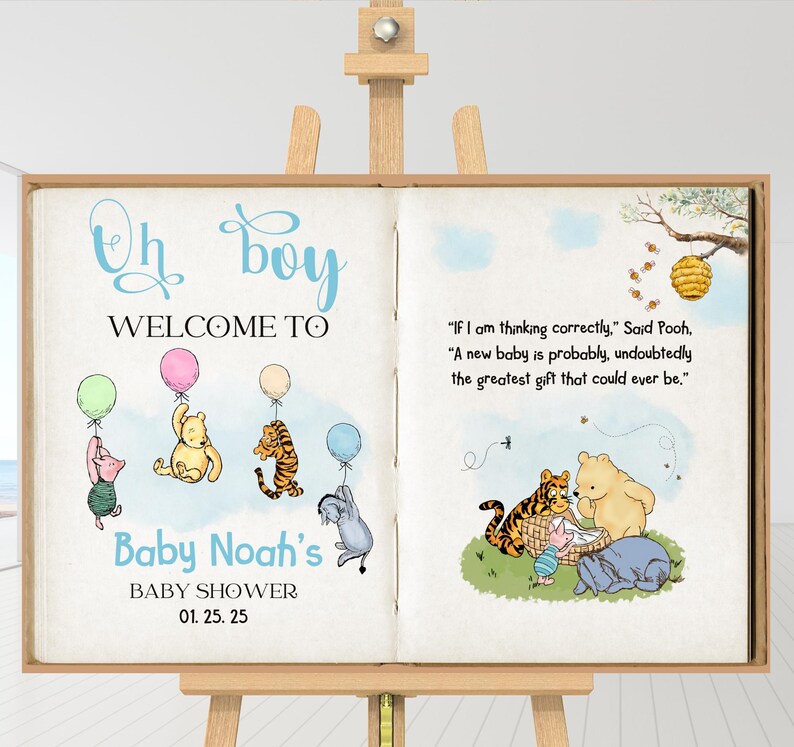 Winnie the Pooh Baby Shower Welcome Sign & Invitation (digital Download ...