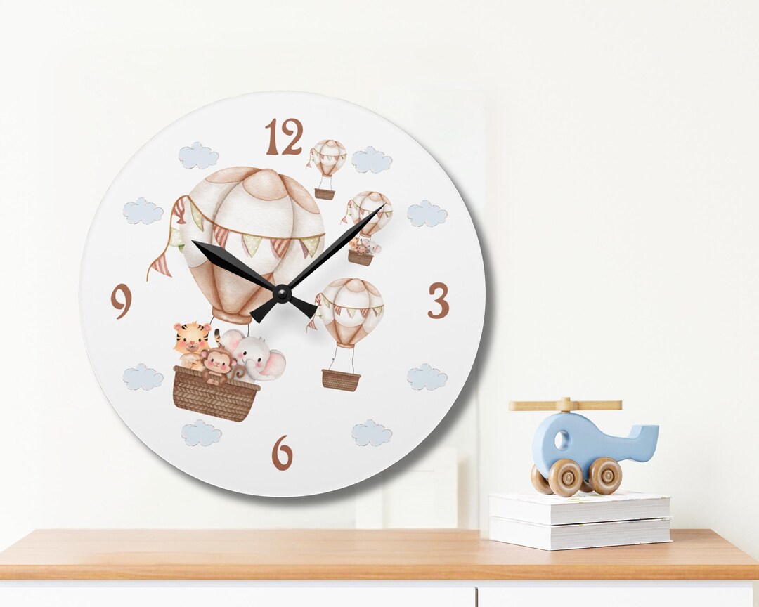 Jungle Safari Children Wall Clock Gender Neutral Nursery Wall Art Decor ...