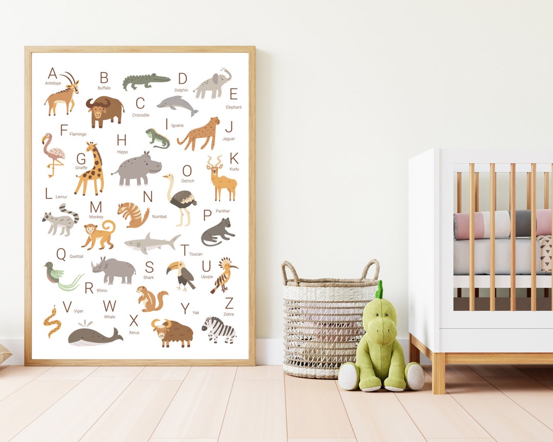 African Safari Alphabet, Baby Animals, Nursery Digital Printable Wall ...