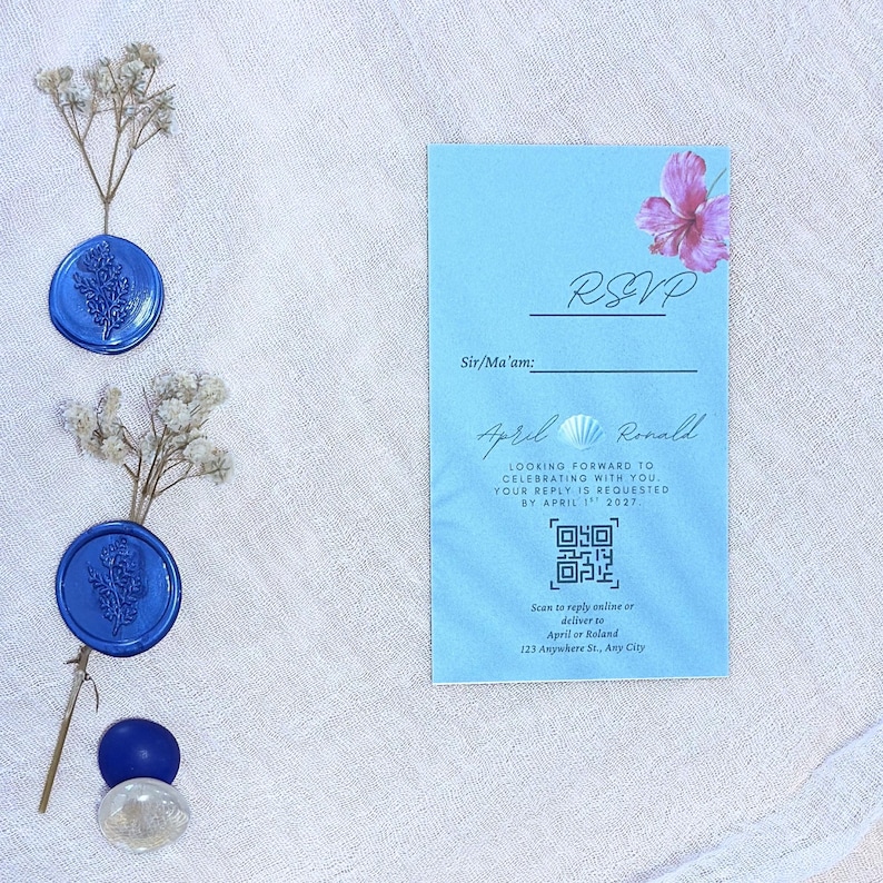 Beach Wedding Invitation Suite Stationery Set Tropical Destination ...