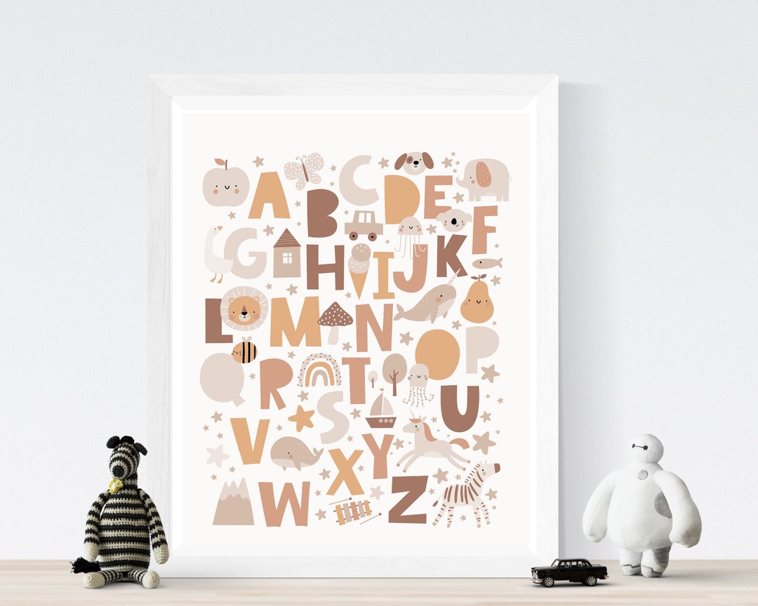 A-Z Boho Animal ABC Alphabet Children Nursery Printable Digital Wall ...