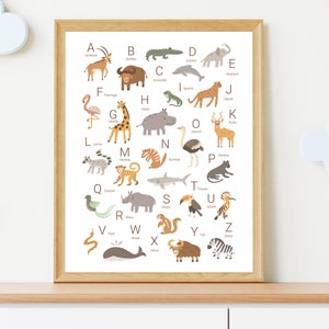 African Safari Alphabet, Baby Animals, Nursery Digital Printable Wall ...