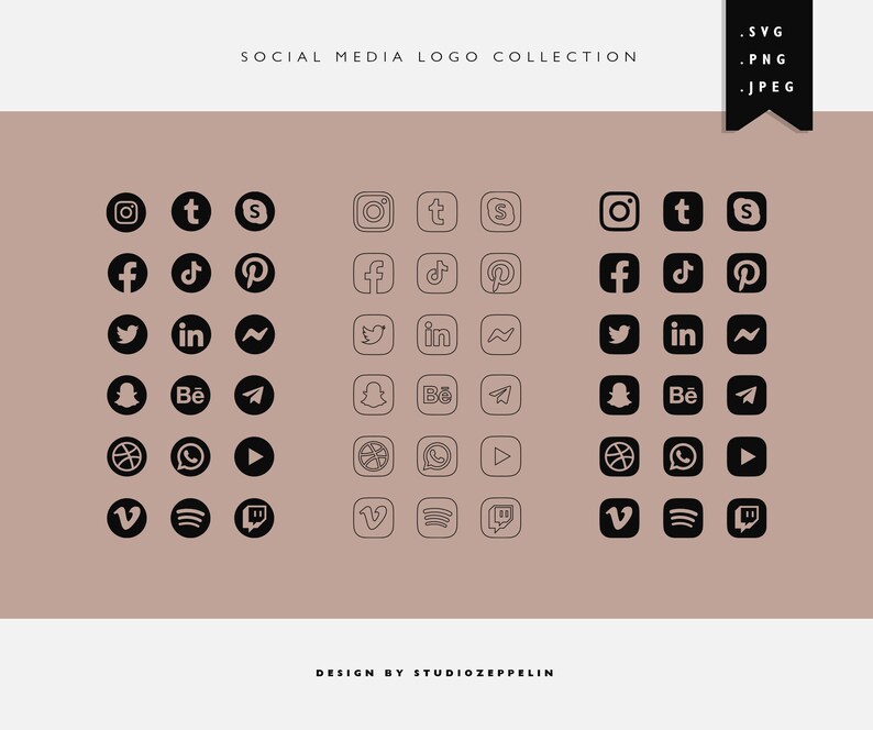 Social Media Icons Media Icons Bundle Professional SVGJPEG | Etsy