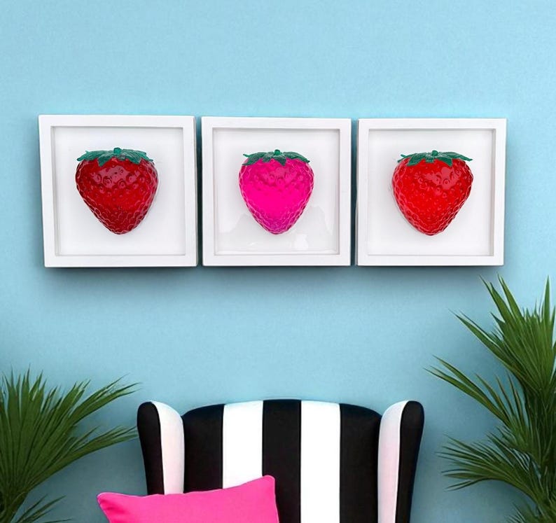 Giant Strawberry Fruit 3d Sculpture Resin Wall Pop Art/strawberry Decor ...