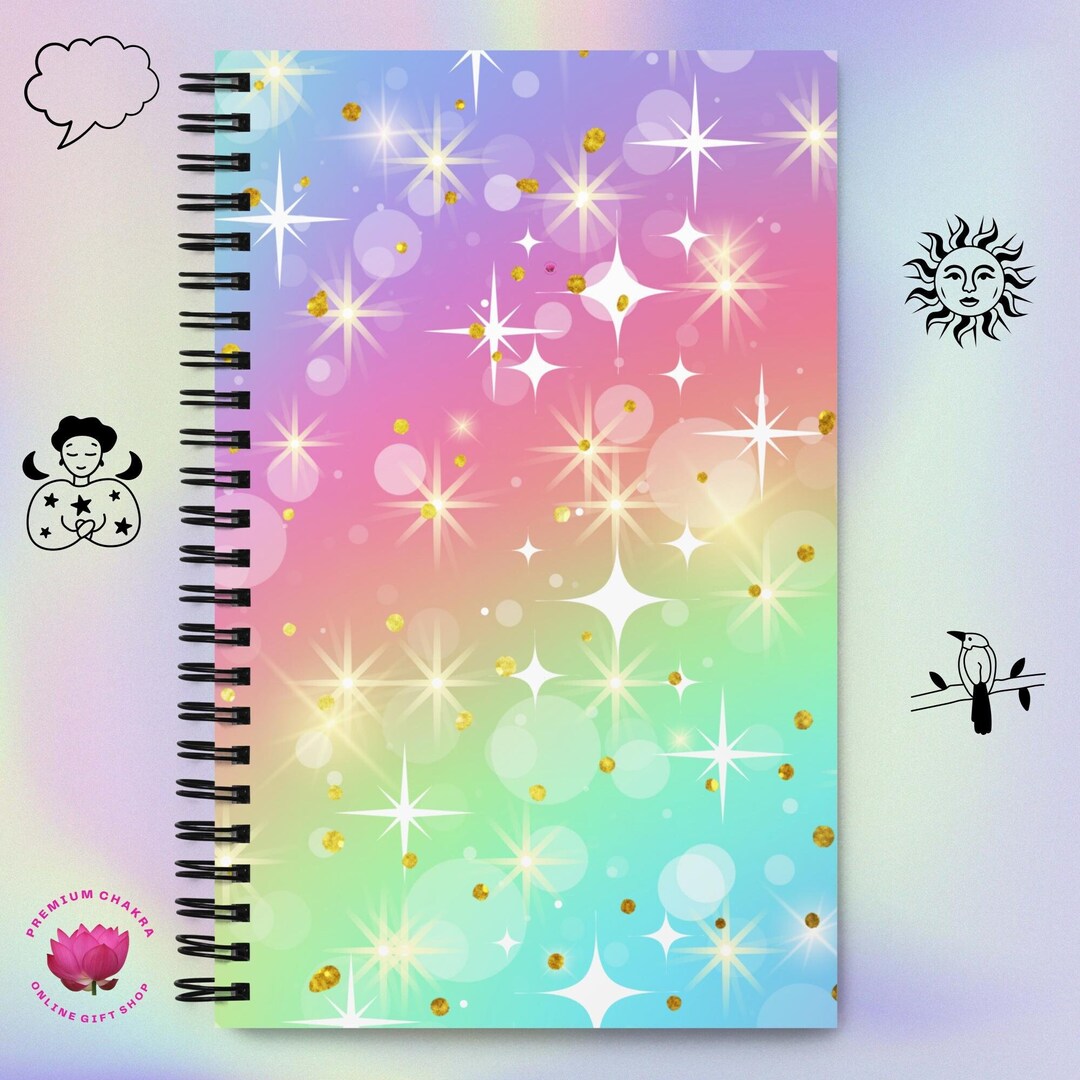 Unicorn Stars Sparkles Rainbow Spiral Notebook Journal Drawing ...