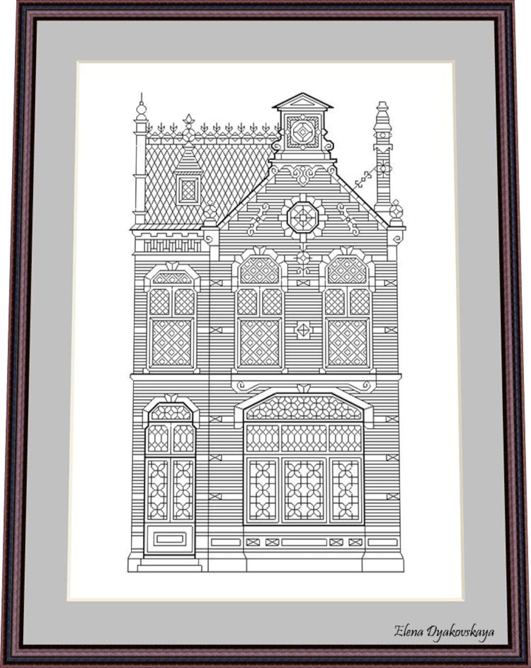 Blackwork House - Black Work Pattern, Needlepoint Pattern Digital – PDF ...