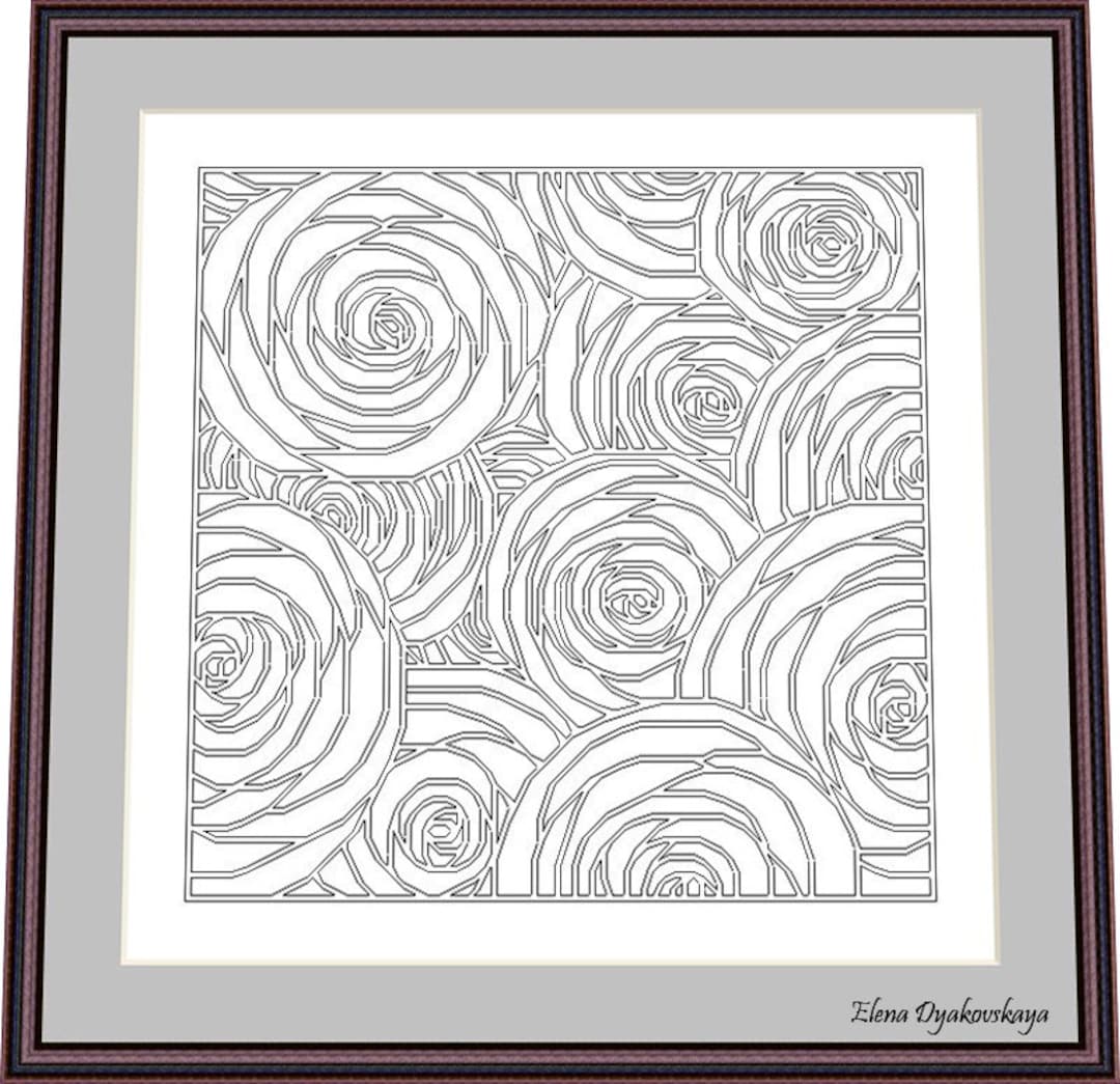 Blackwork Lace – Roses 2 – Black Work Pattern, Needlepoint Pattern ...