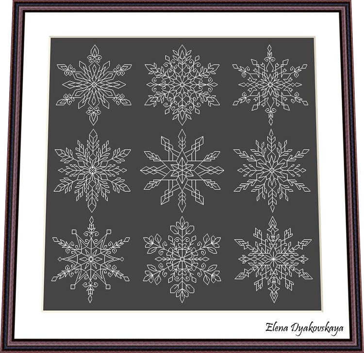 Snowflakes Blackwork Pattern Needlepoint Pattern Digital - Etsy