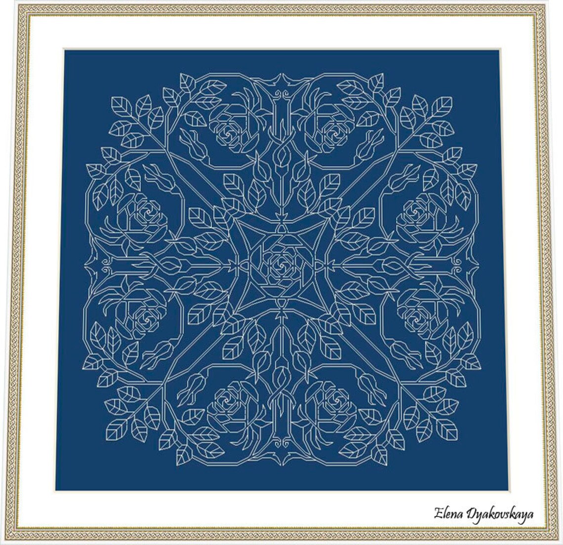 Blackwork Lace – Roses 3 – Black Work Pattern, Needlepoint Pattern ...