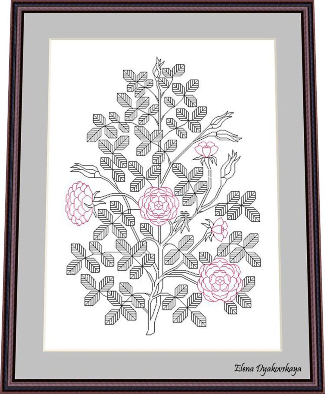 Roses – Blackwork Pattern, Needlepoint Pattern Digital – PDF, Instant ...