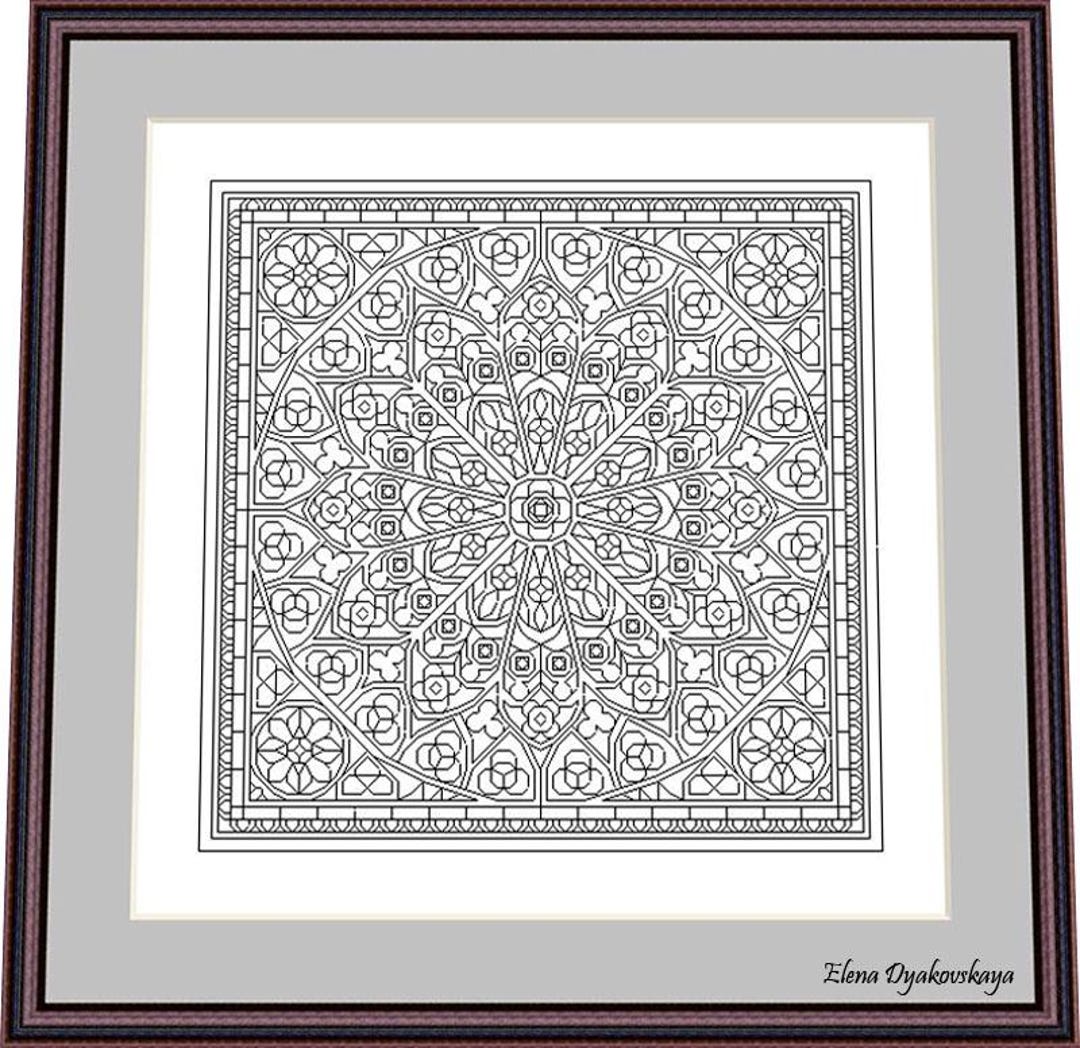Gothic Rose Window – Blackwork Pattern, Needlepoint Pattern Digital ...