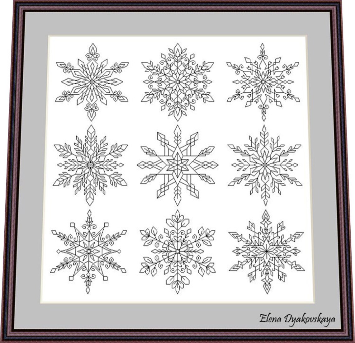 Snowflakes Blackwork Pattern Needlepoint Pattern Digital - Etsy