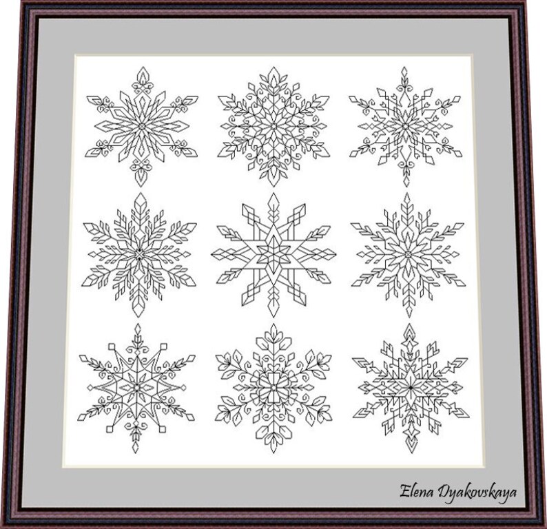 Snowflakes Blackwork Pattern Needlepoint Pattern Digital - Etsy
