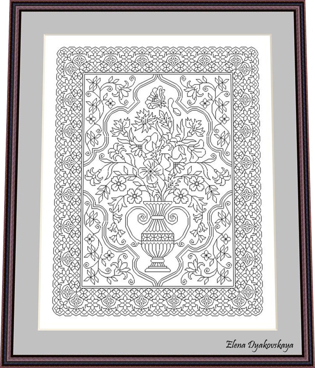 Blackwork Lace 21– Blackwork Pattern, Needlepoint Pattern Digital – PDF ...