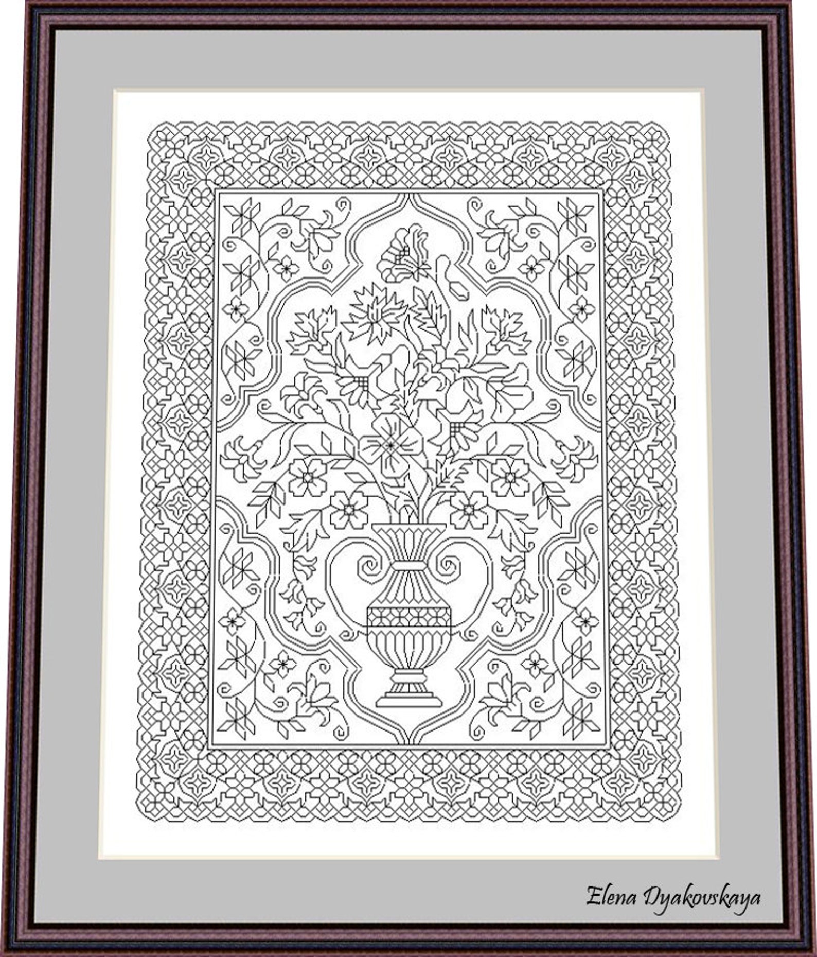 Blackwork Lace 21 Blackwork Pattern Needlepoint Pattern - Etsy