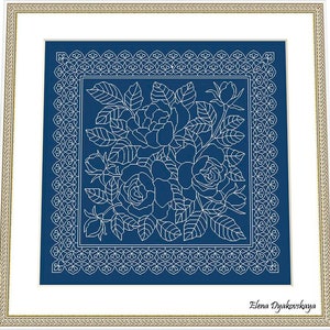 Blackwork Lace Roses Black Work Pattern, Needlepoint Pattern Digital ...