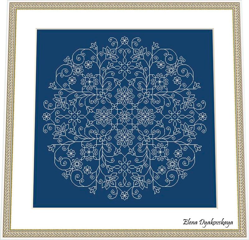 Blackwork Lace 20 – Blackwork Pattern, Needlepoint Pattern Digital ...