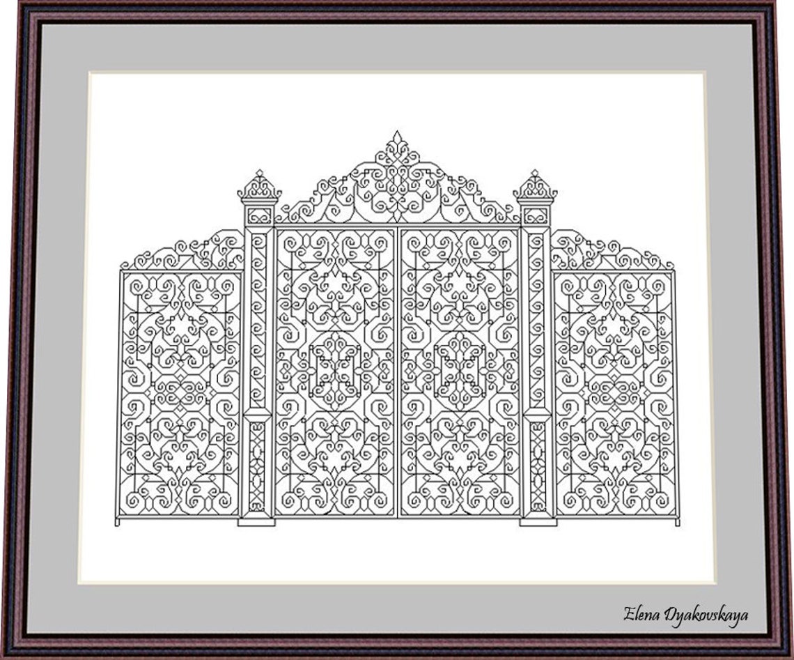 The Gates 6 – Blackwork Pattern, Needlepoint Pattern Digital – PDF ...