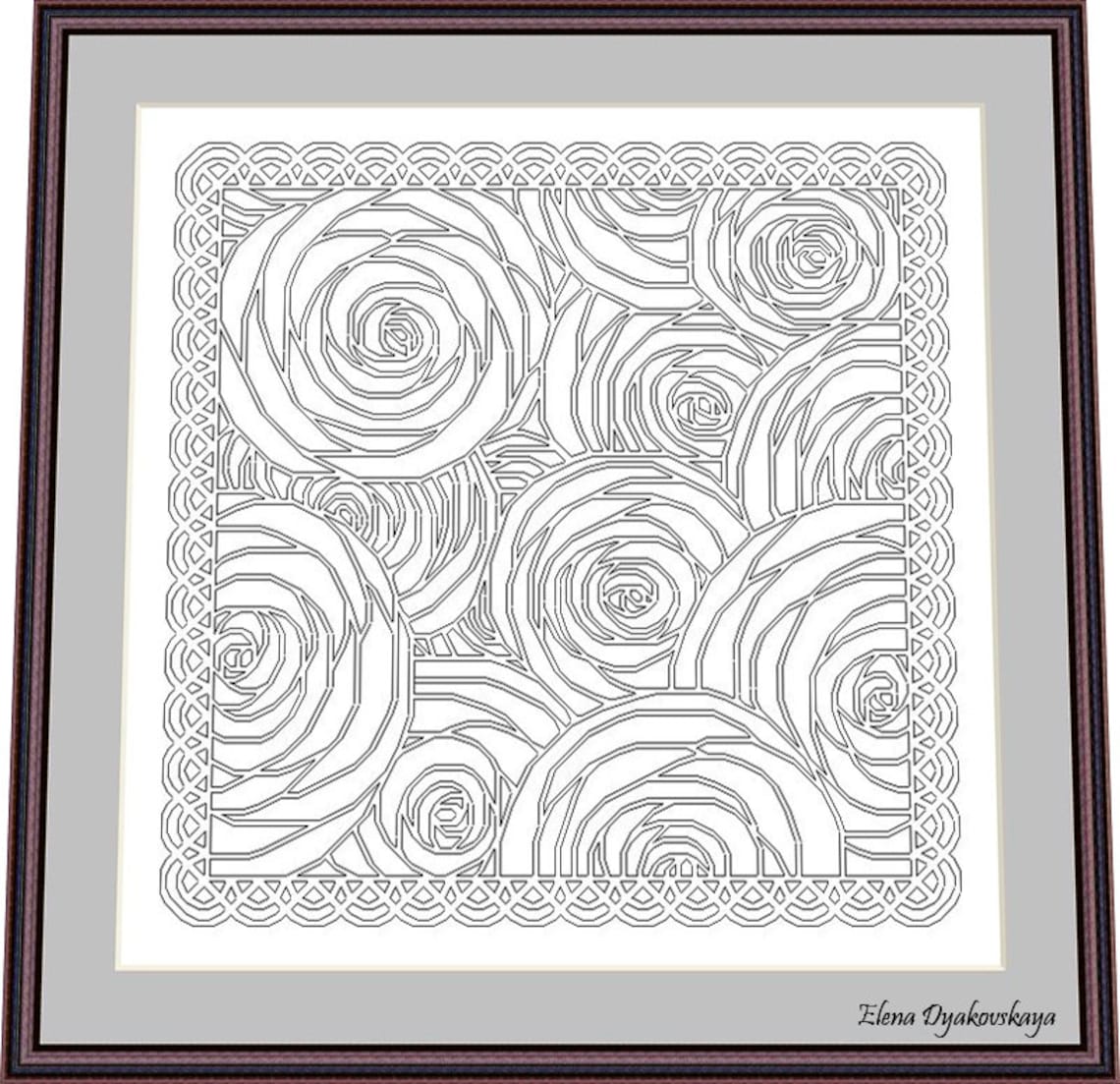 Blackwork Lace – Roses 2 – Black Work Pattern, Needlepoint Pattern ...