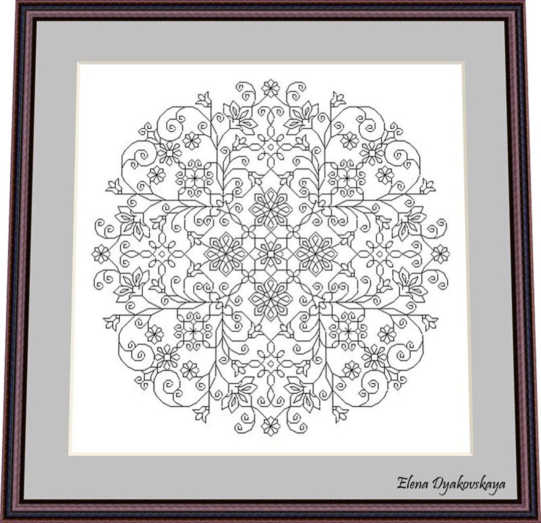Blackwork Lace 20 – Blackwork Pattern, Needlepoint Pattern Digital ...