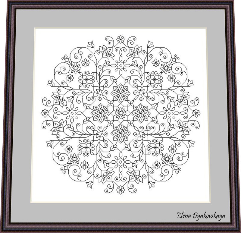 Blackwork Lace 20 – Blackwork Pattern, Needlepoint Pattern Digital ...