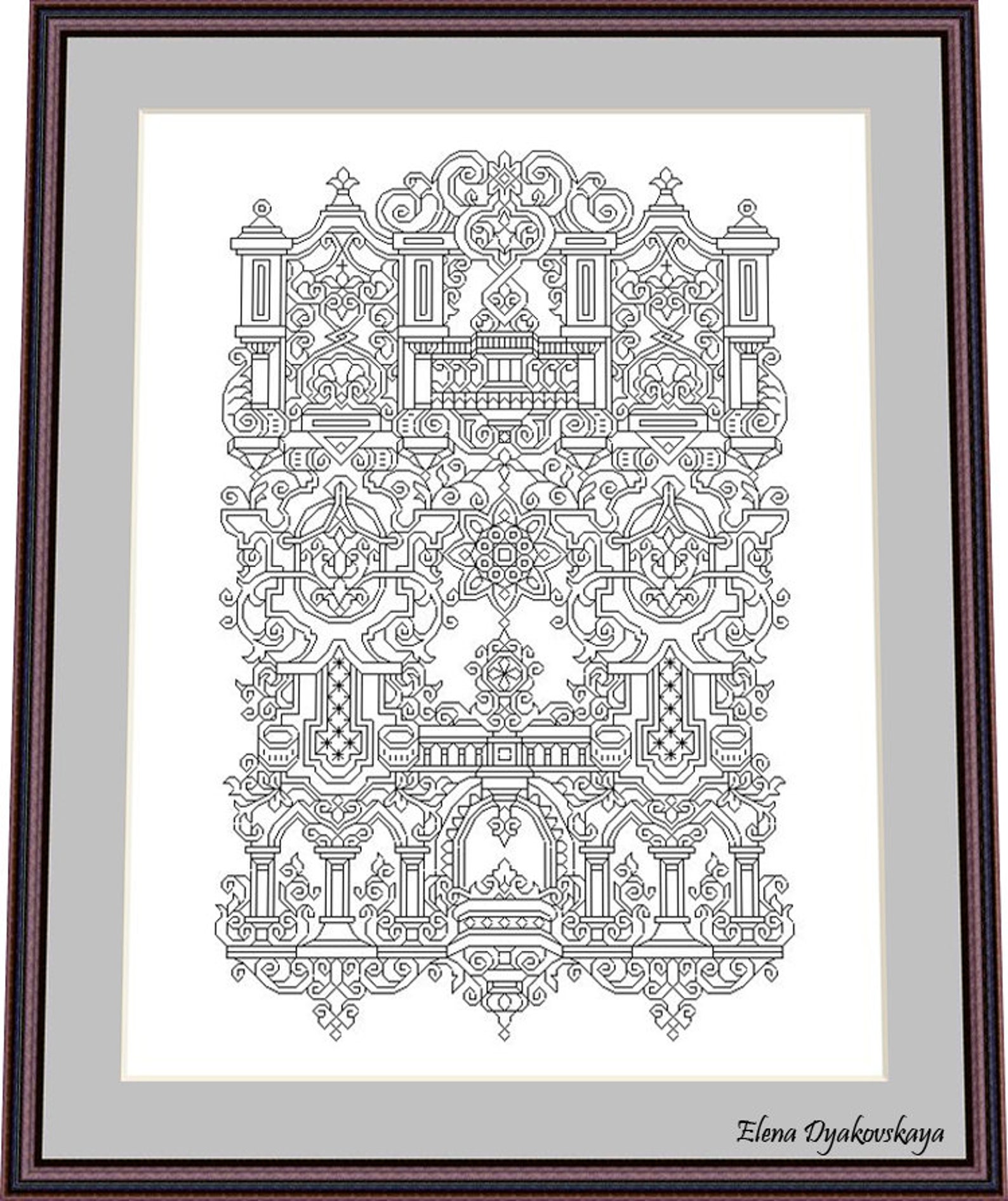Antique Book Cover Lace 4 – Blackwork Pattern, Needlepoint Pattern ...