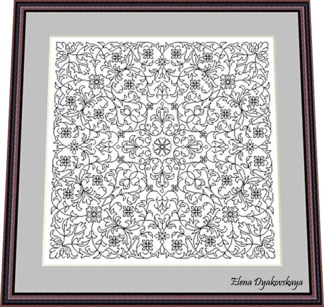 Blackwork Lace 1 – Black Work Pattern, Needlepoint Pattern Digital ...