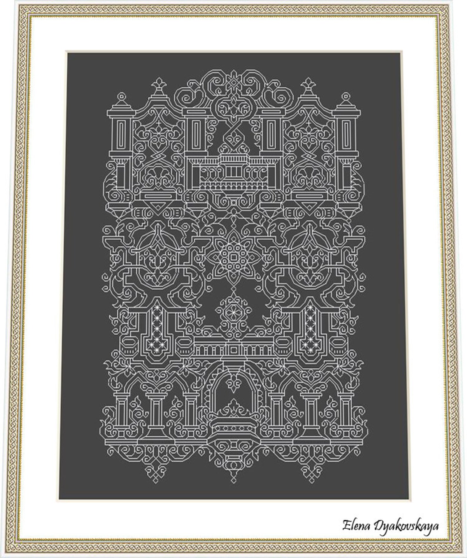 Antique Book Cover Lace 4 – Blackwork Pattern, Needlepoint Pattern ...
