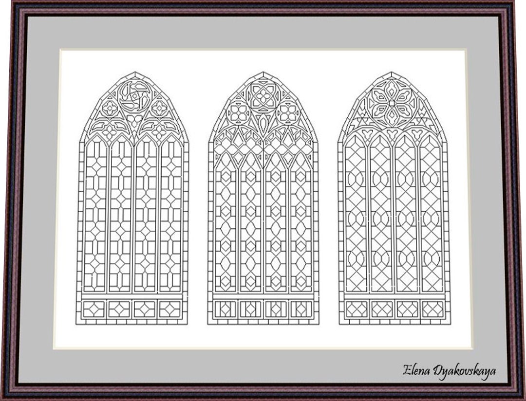 Gothic Windows – Blackwork Pattern, Needlepoint Pattern Digital – PDF ...