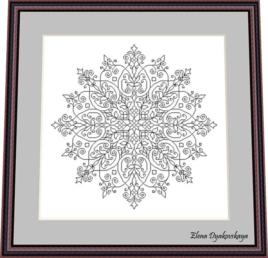 Blackwork Lace - Snowflake 2– Blackwork Pattern, Needlepoint Pattern Digital – PDF, Instant ...