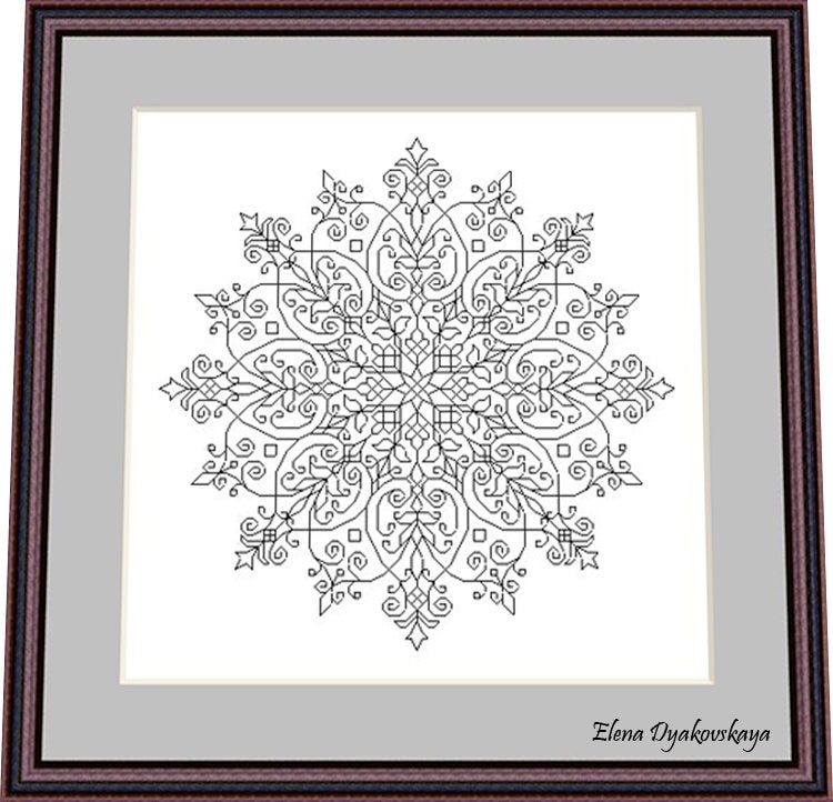 Blackwork Lace Snowflake 2 Blackwork Pattern Needlepoint - Etsy