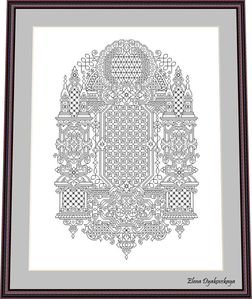 Antique Book Cover Lace 3 Blackwork Pattern Needlepoint - Etsy