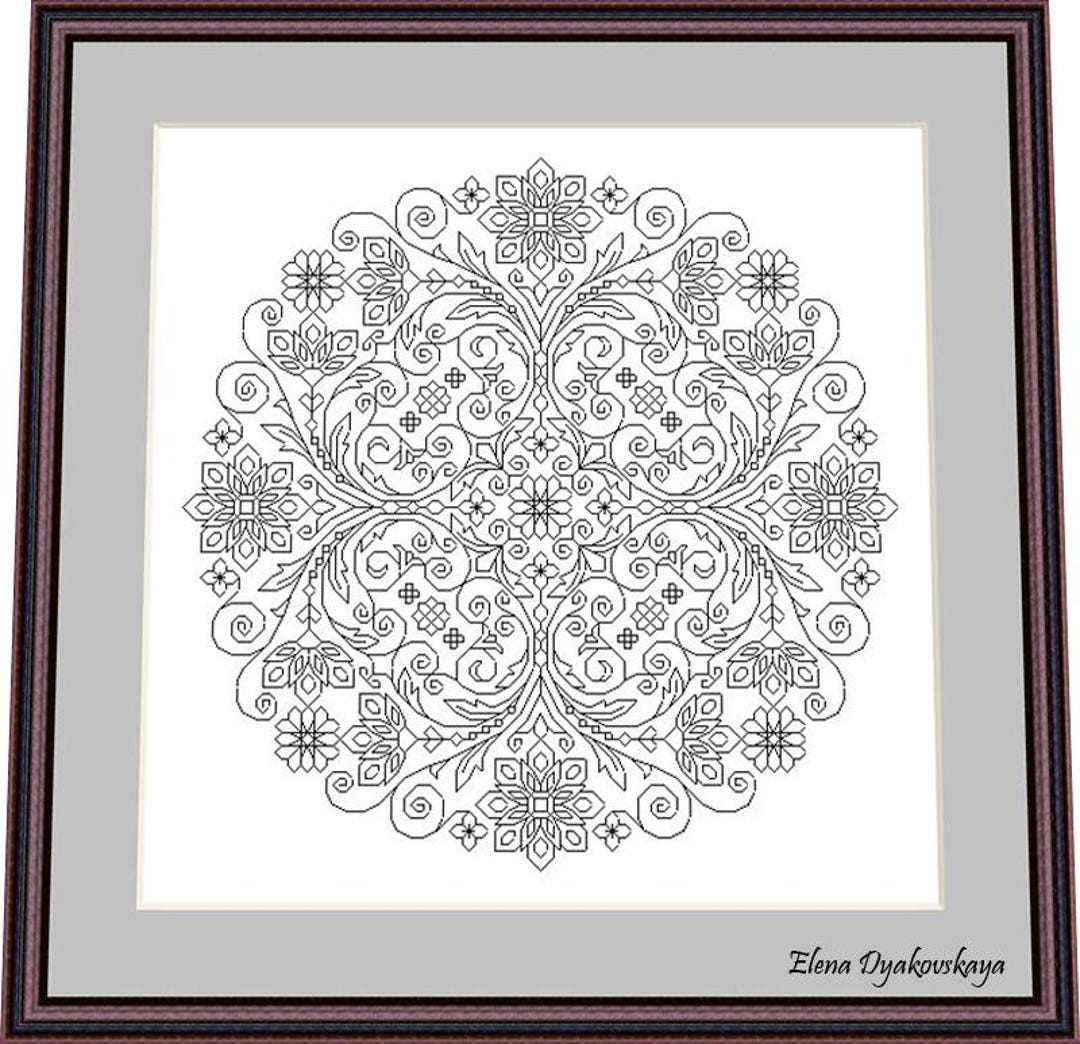 Blackwork Lace 18 – Blackwork Pattern, Needlepoint Pattern Digital ...