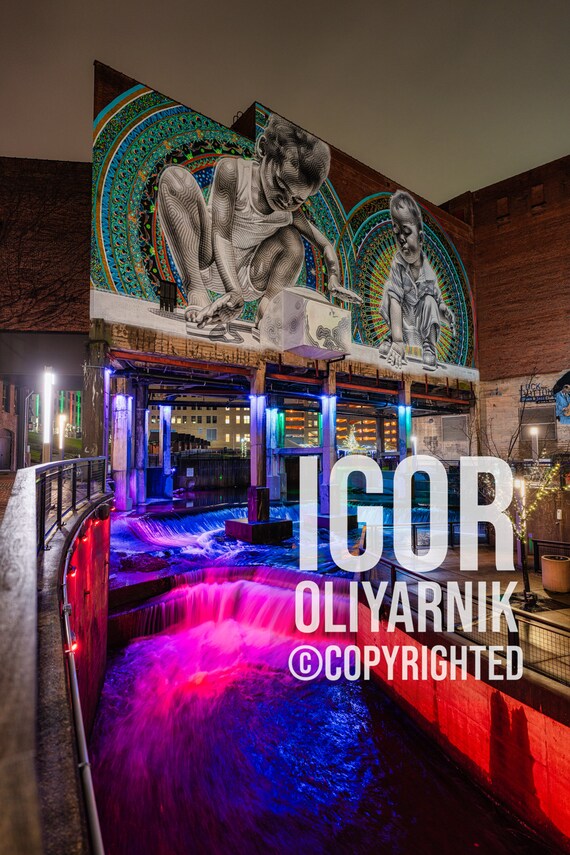 Downtown Akron At Night