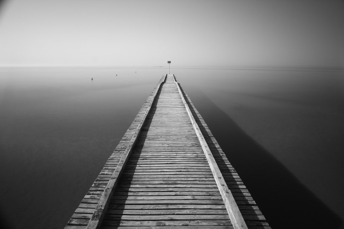 Long Exposure Jetty in the Sea Italy Jesolo Black and - Etsy
