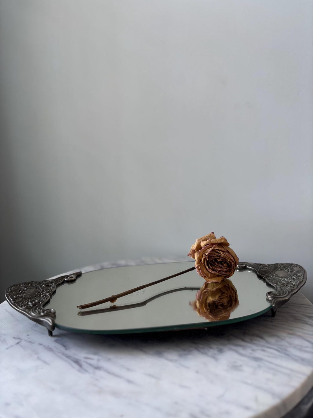 Vintage Mirrored Silver Vanity Tray With Ornate Handles - Etsy