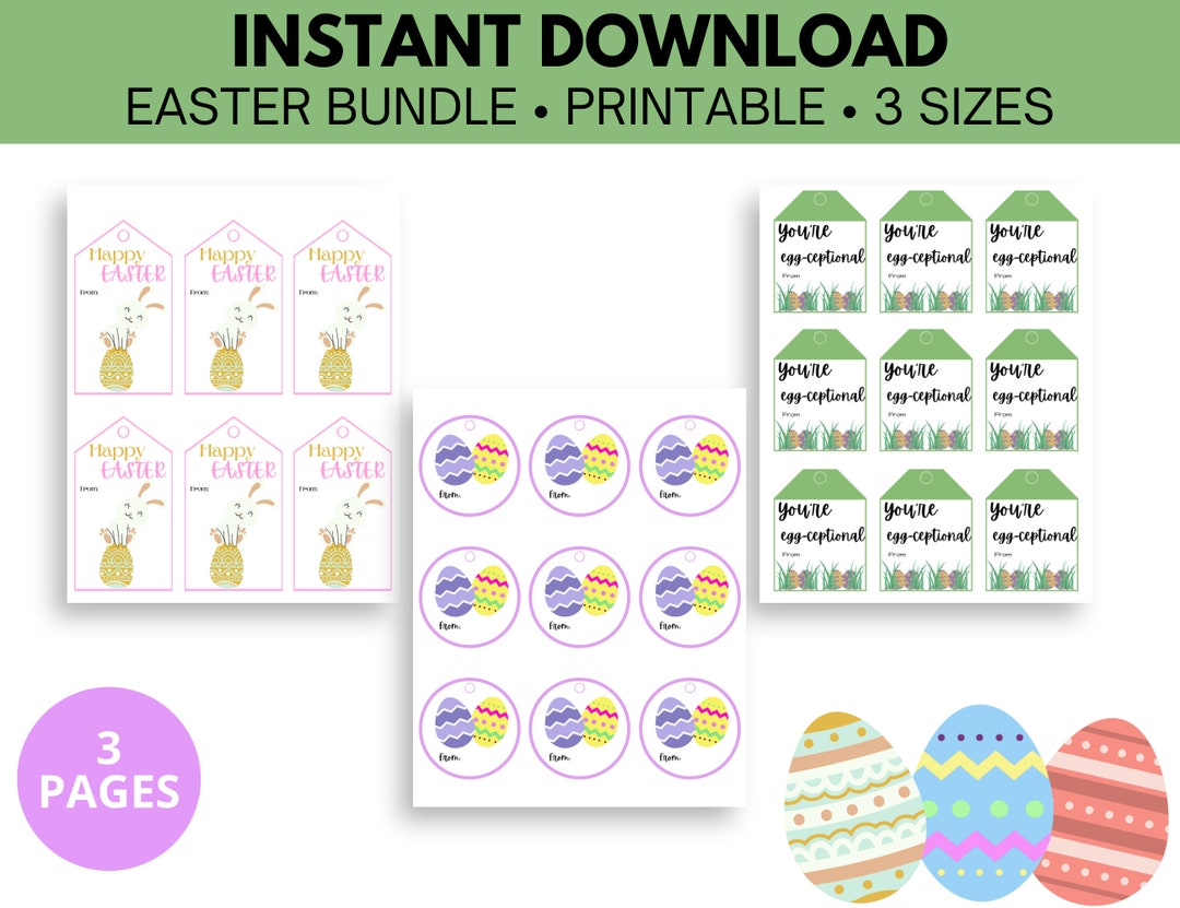 Easter Gift Tags Printable | Bundle Pack | Easter Basket Gift Tags ...