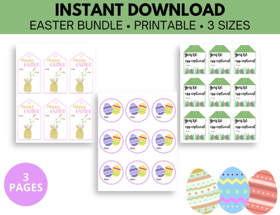 Easter Gift Tags Printable Bundle Pack Easter Basket Gift - Etsy