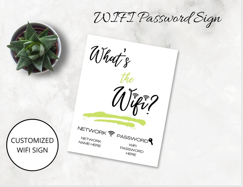 Custom Wifi Password Sign | Printable | Made to Order | 4x6 and 5x7 ...