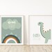 Rainbow Dinosaur Printable Wall Art Set of 2, Dino Room Decor, Kids Art ...